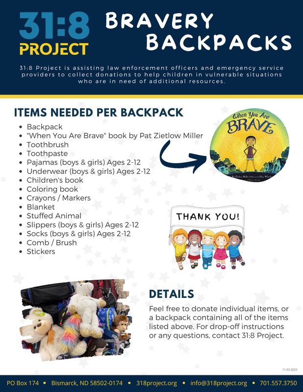 Bravery Backpacks collection at AC 2024 - Dakotas Annual Conference of ...